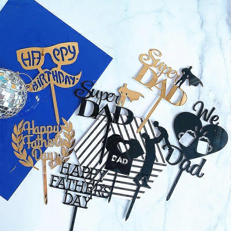 New Super Dad Acrylic Cake Topper Gold Dad Father Birthday Cake Topper ...