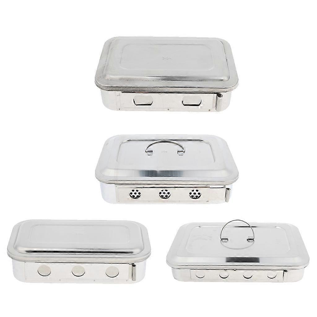 Set Of 4 Stainless Steel Surgical Instrument Box w/ Lid & Holes, Round ...
