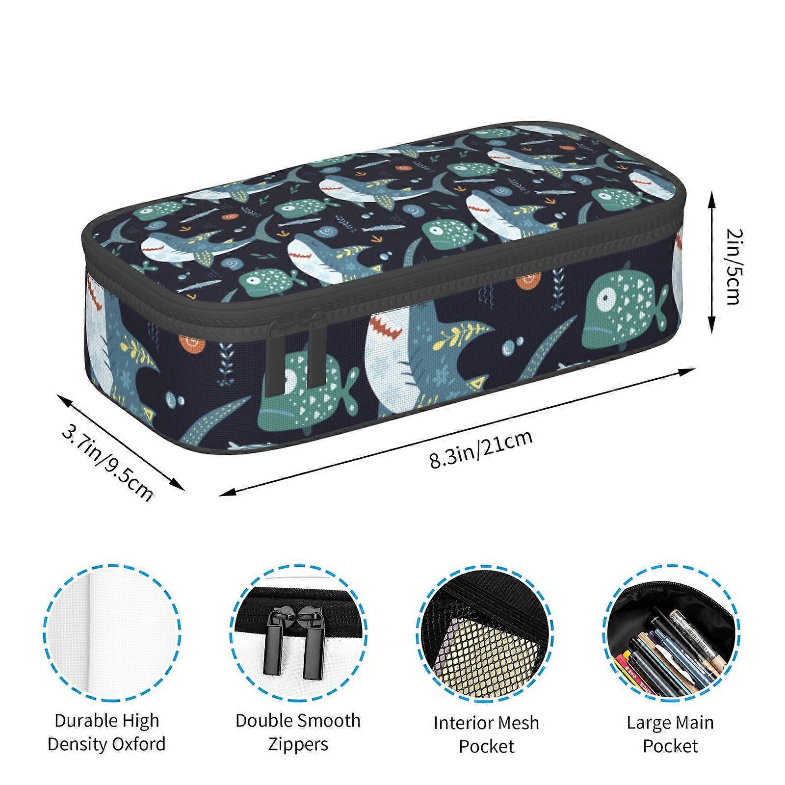Cute Shark Pencil Case Big Capacity Pencil Pouch Makeup Bag Office ...