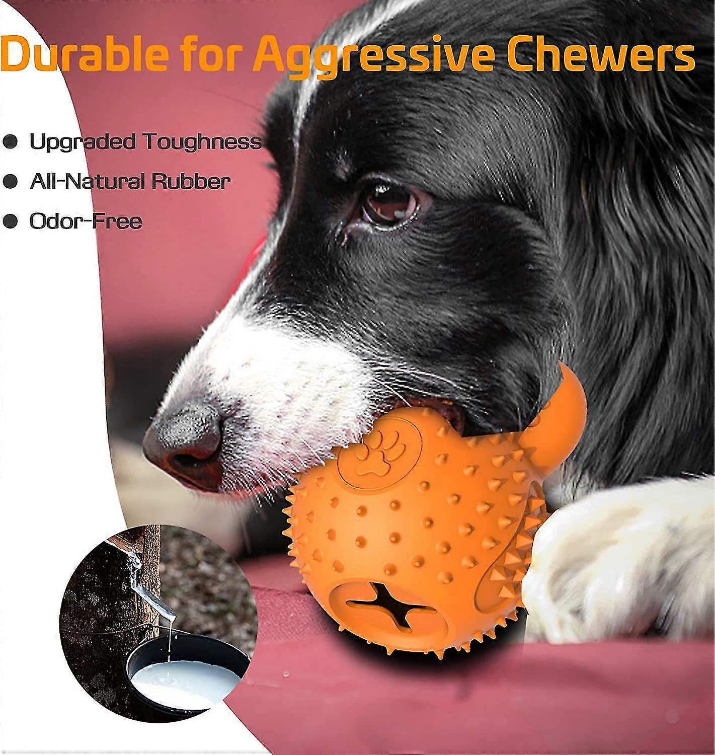 Indestructible Dog Chew Toy For Aggressive Chewers, Natural Rubber Dog ...