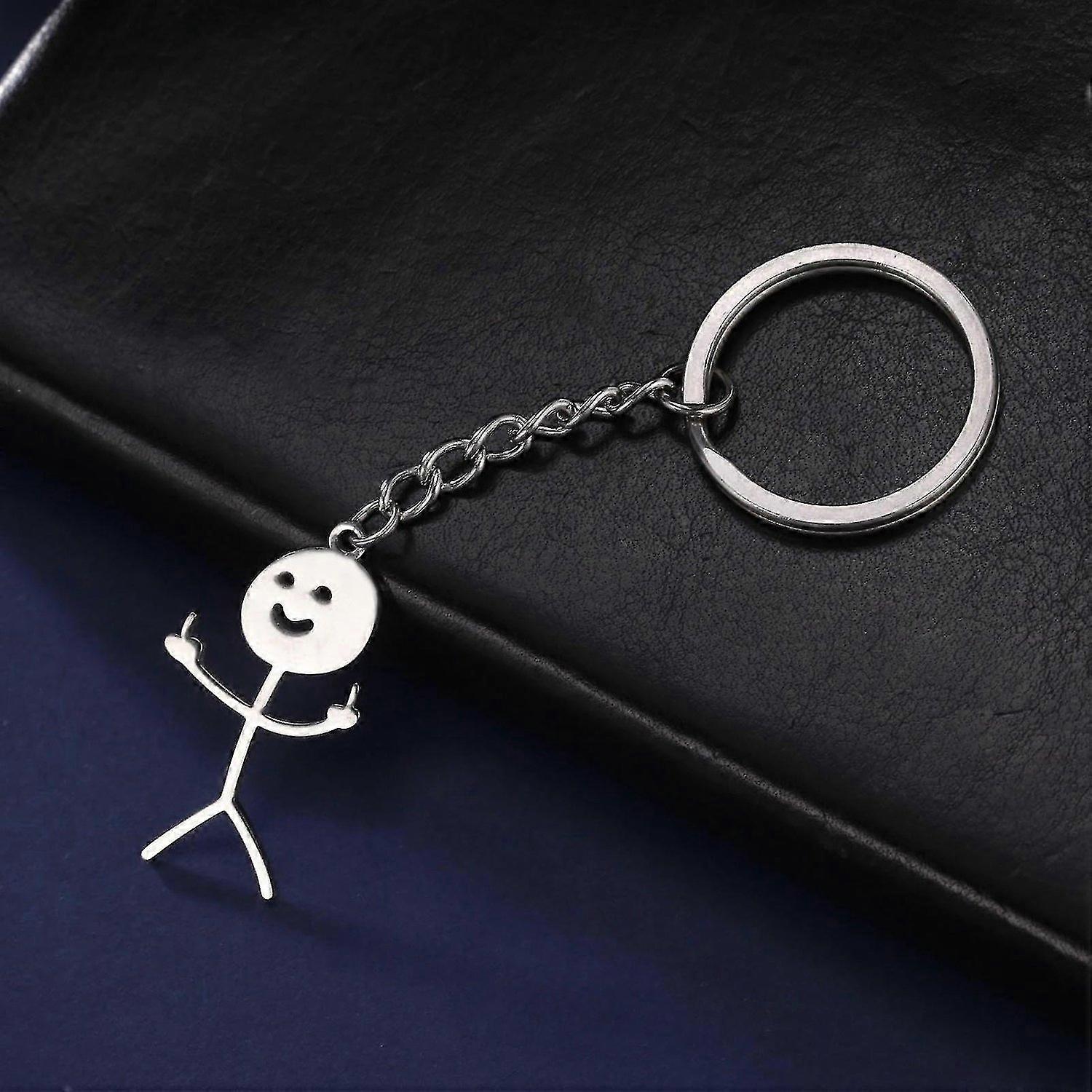 Fishhook Funny Fuxk You Middle Finger Stickman Keychain School Bag Car ...