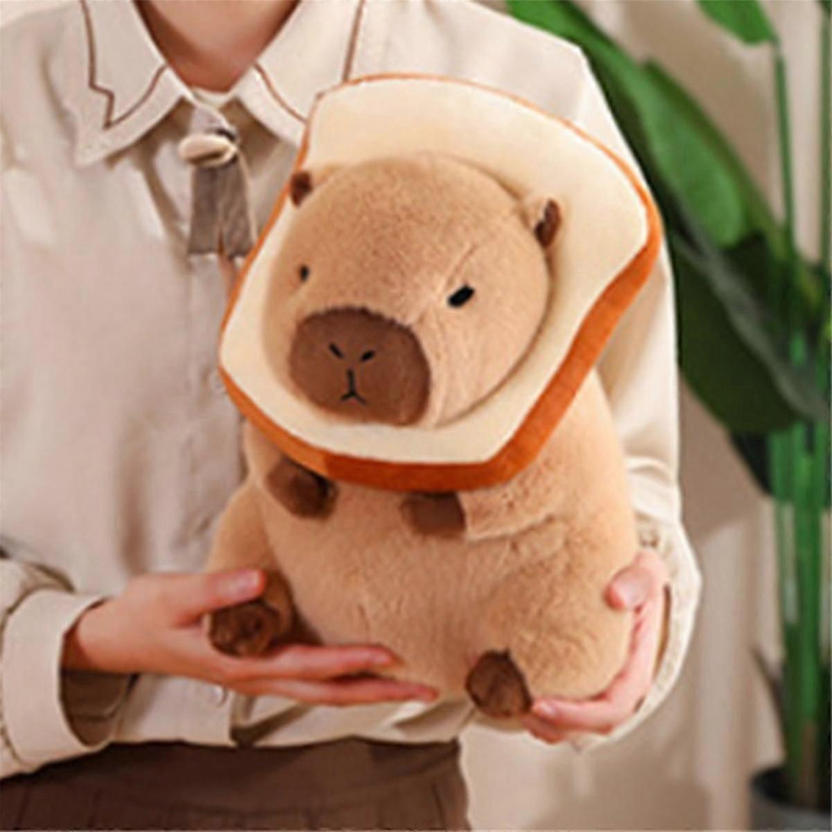 Cute Capybara Plush Pillow with Wearable Toast Headwear Kawaii Bread Capybara Stuffed Animals ...