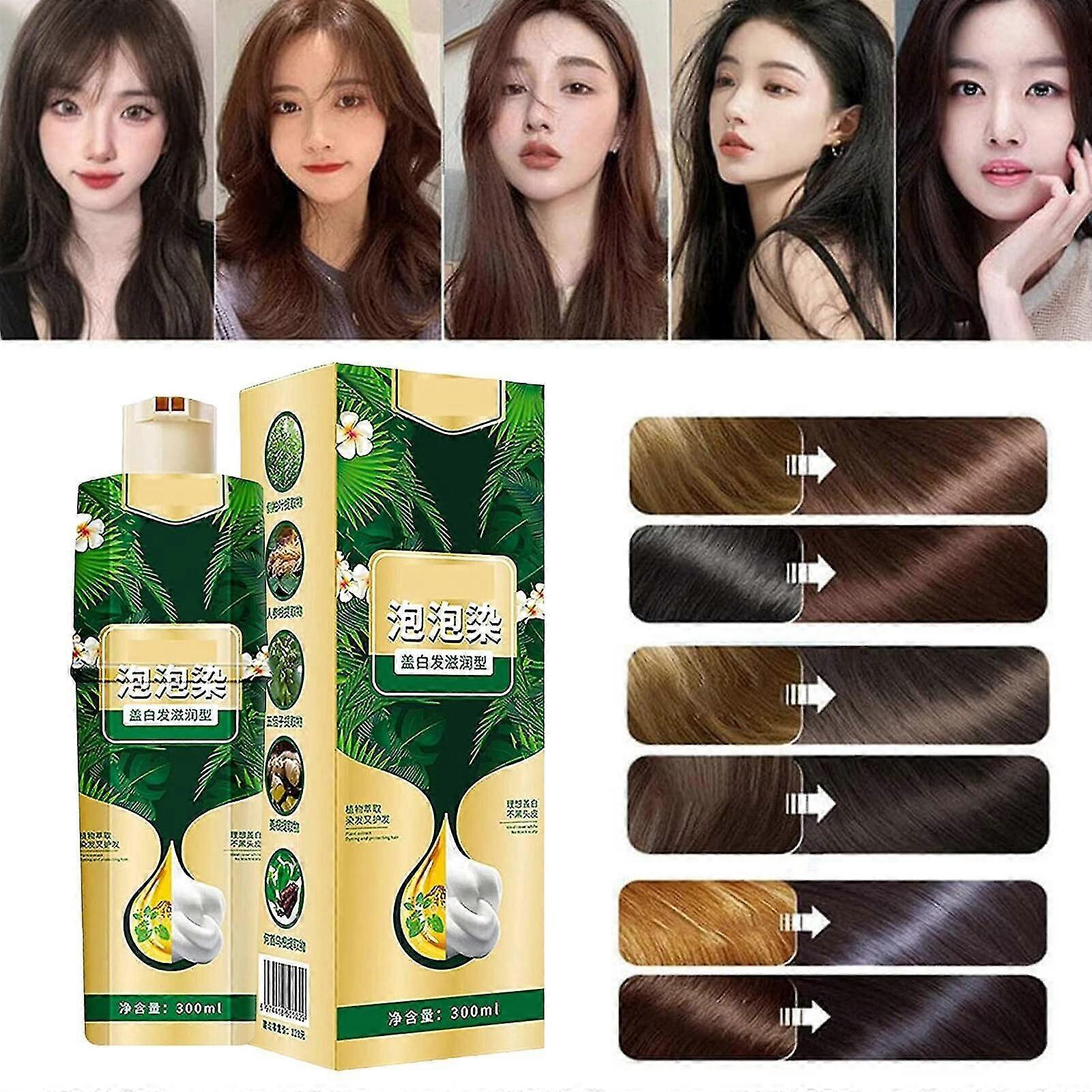 Bubble Plant Hair Dye Shampoo 300ml Hair Dye Shampoo Instant Hair Color ...