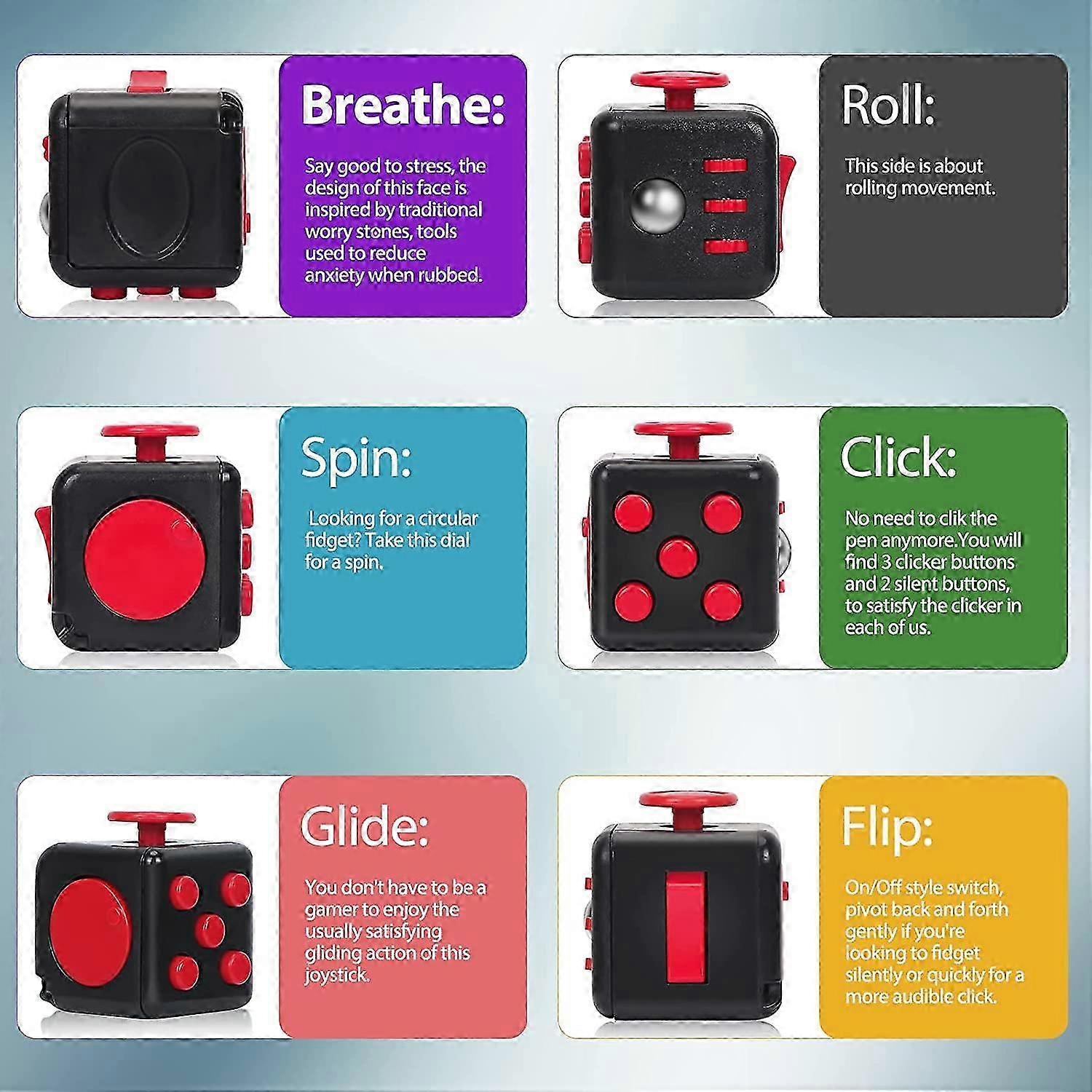 Pack of 3 Anti-Stress Cubes Stress Toy with 6 Sides Gadget for Relaxing ...