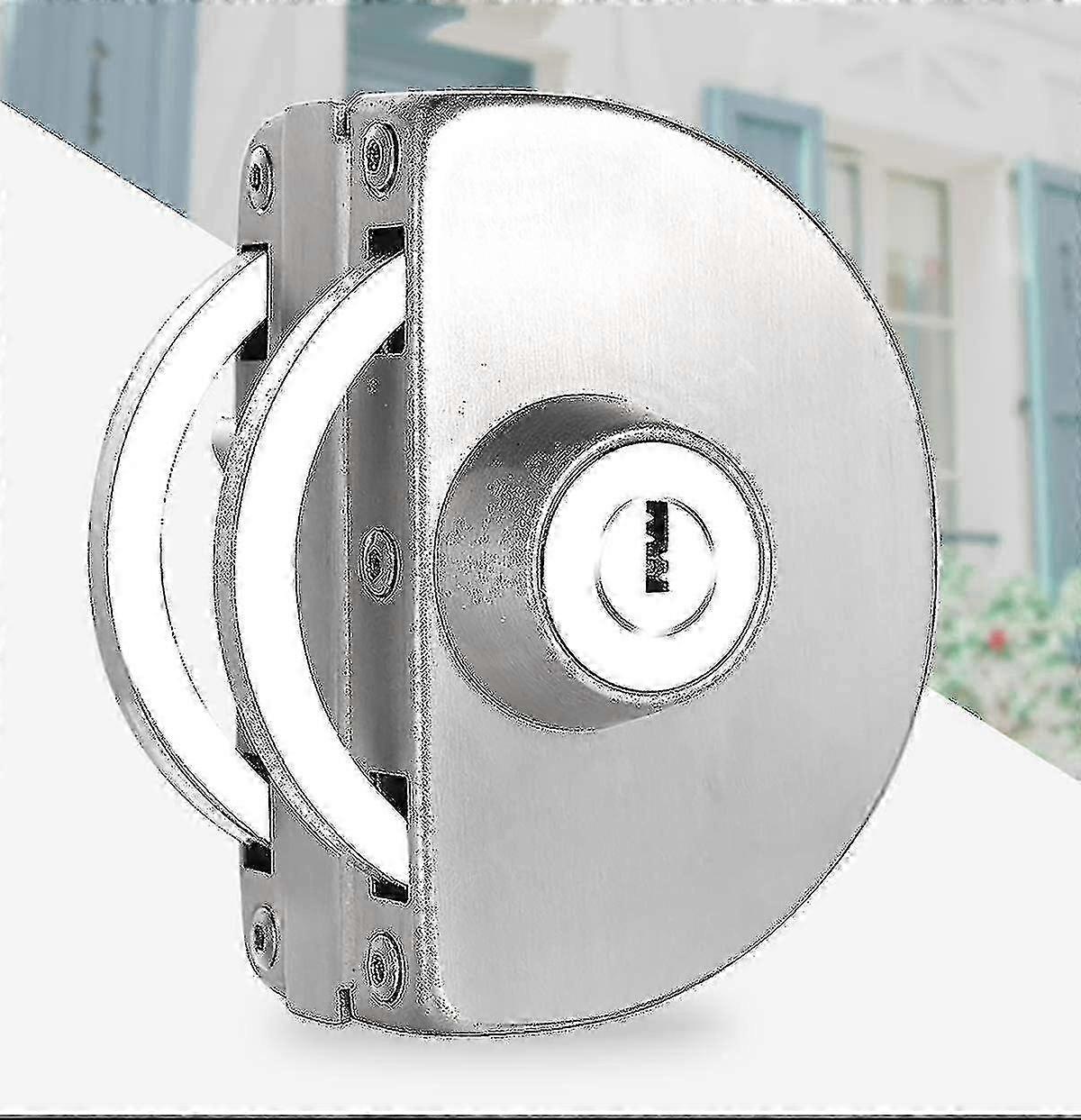 Glass Door Lock, No Drilling Stainless Steel Double Sliding Center ...