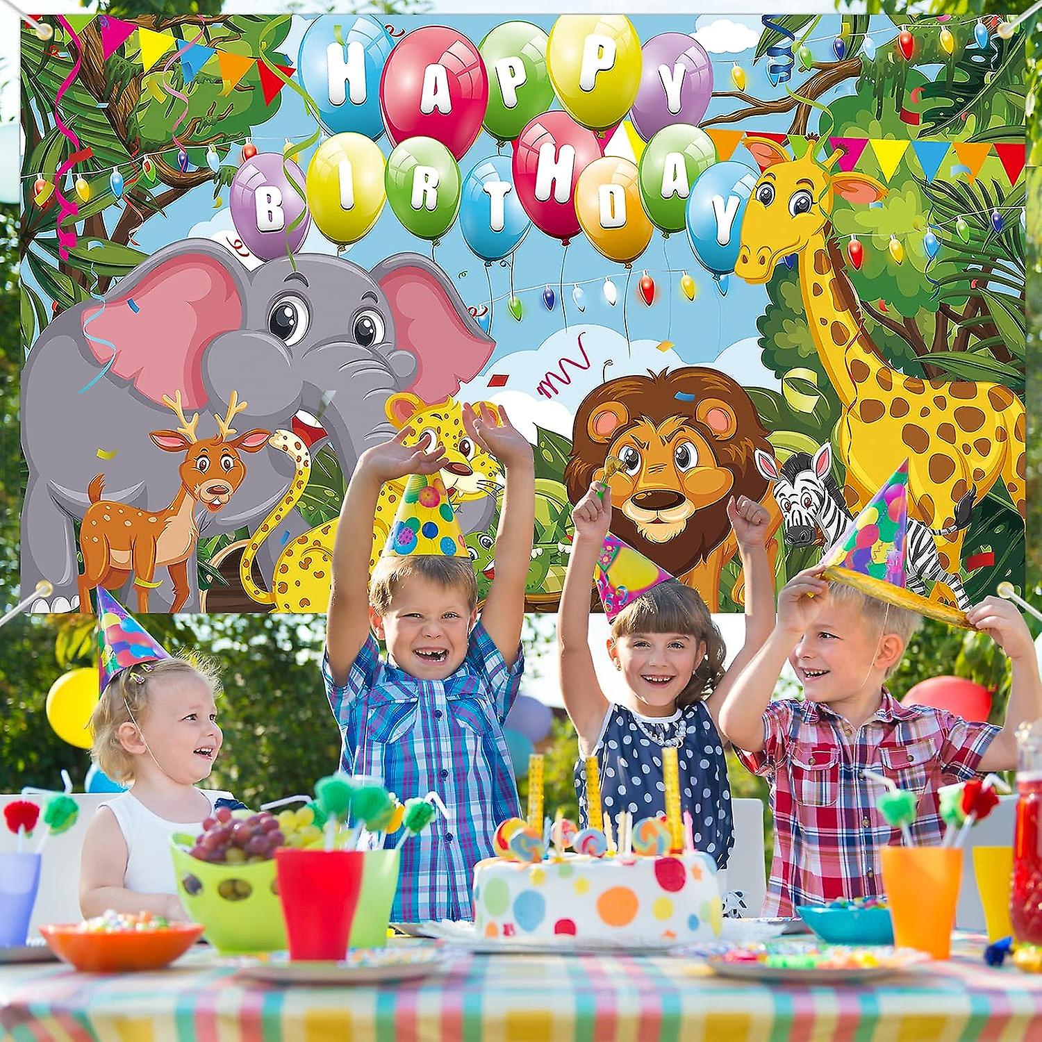 Birthday Jungle Party Decorations Backdrop - Animal Jungle Theme ...