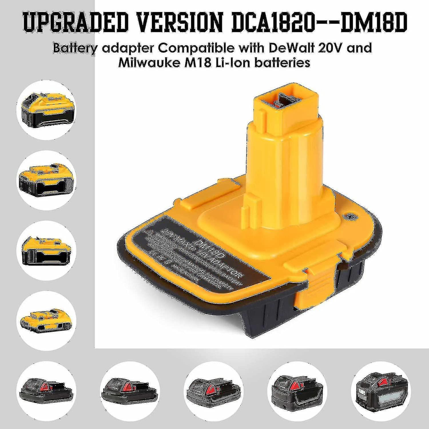 Dm18d Dca1820 Battery Adapter With Usb For Dewalt 20v/18v For Milwaukee ...