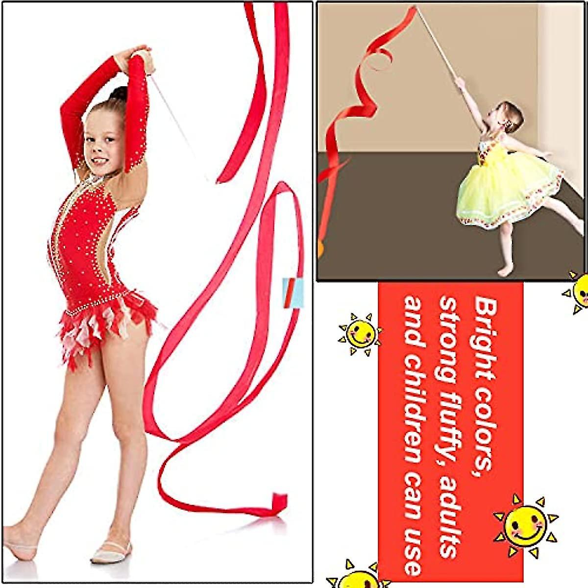 6 Pcs 2m Dance Ribbons Rhythmic Gymnastics Ribbon Dancing Streamers ...