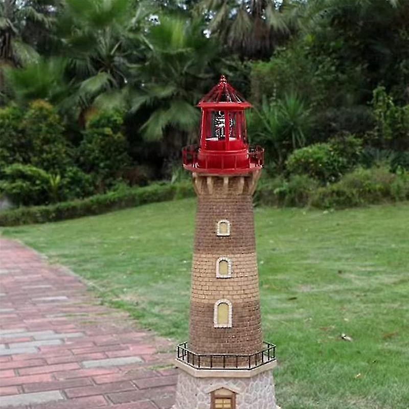 LED Solar Powered Lighthouse, 360 Degree Rotating Lamp Courtyard ...