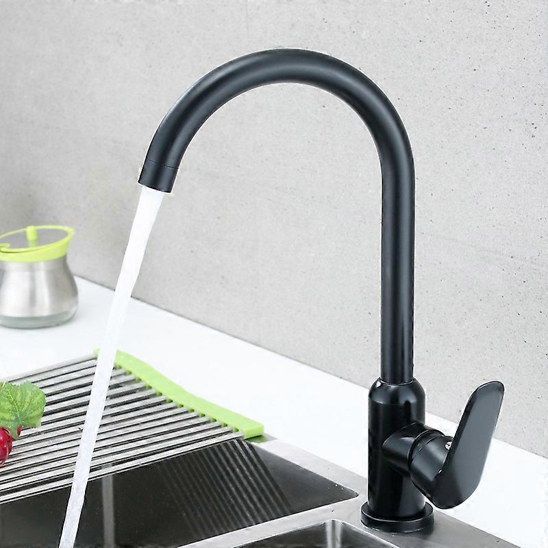 Kitchen Faucet High Spout Black Paint 360 Swivel Sink Mixer Tap Hot and ...
