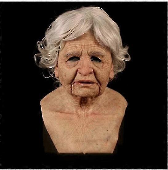 Old Lady mask Woman Scary Halloween Decor Face Mask Fancy Dress Costume ...