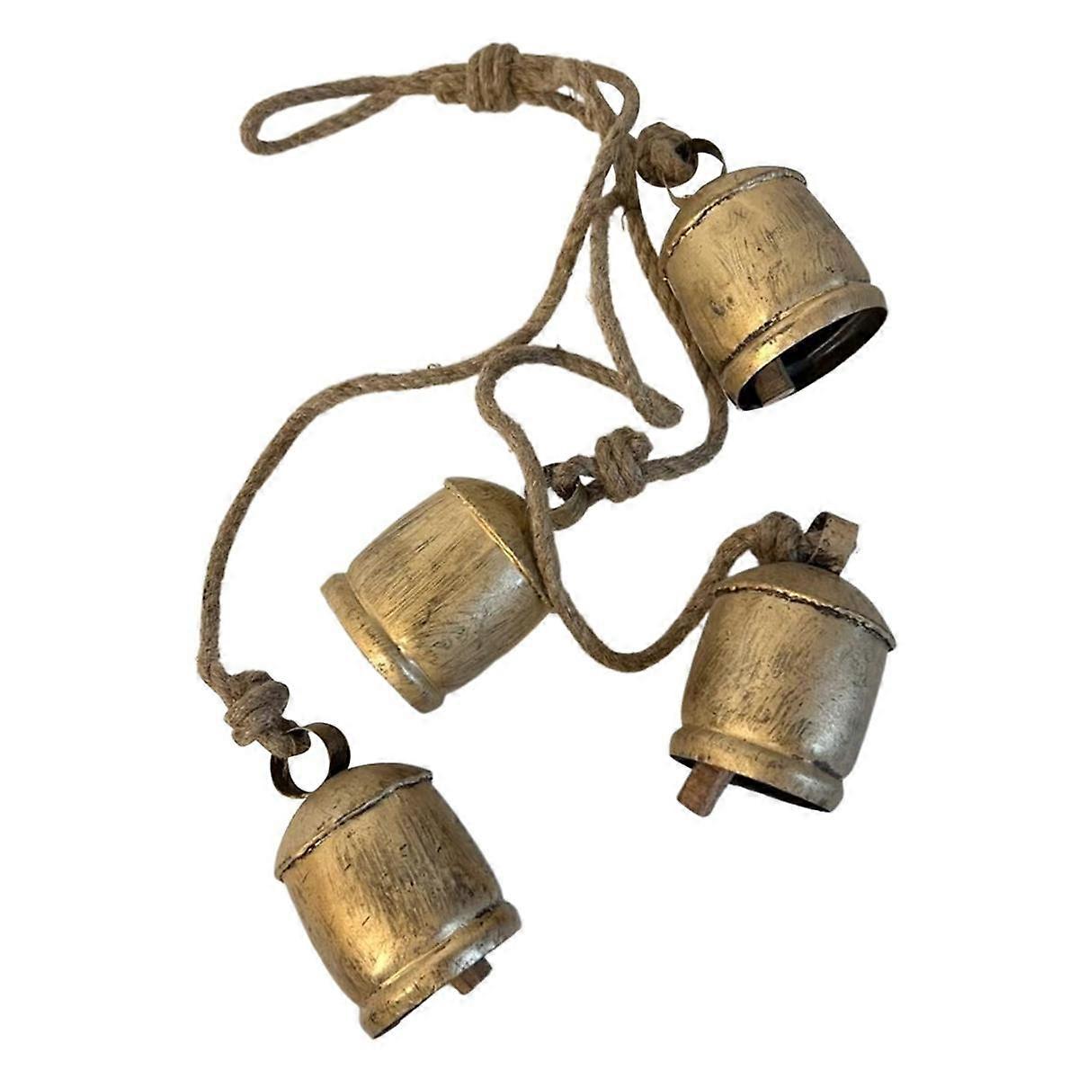 4PCS Cow Bells Cluster on Rope Large Lucky Cow Bells on Rope Wall ...