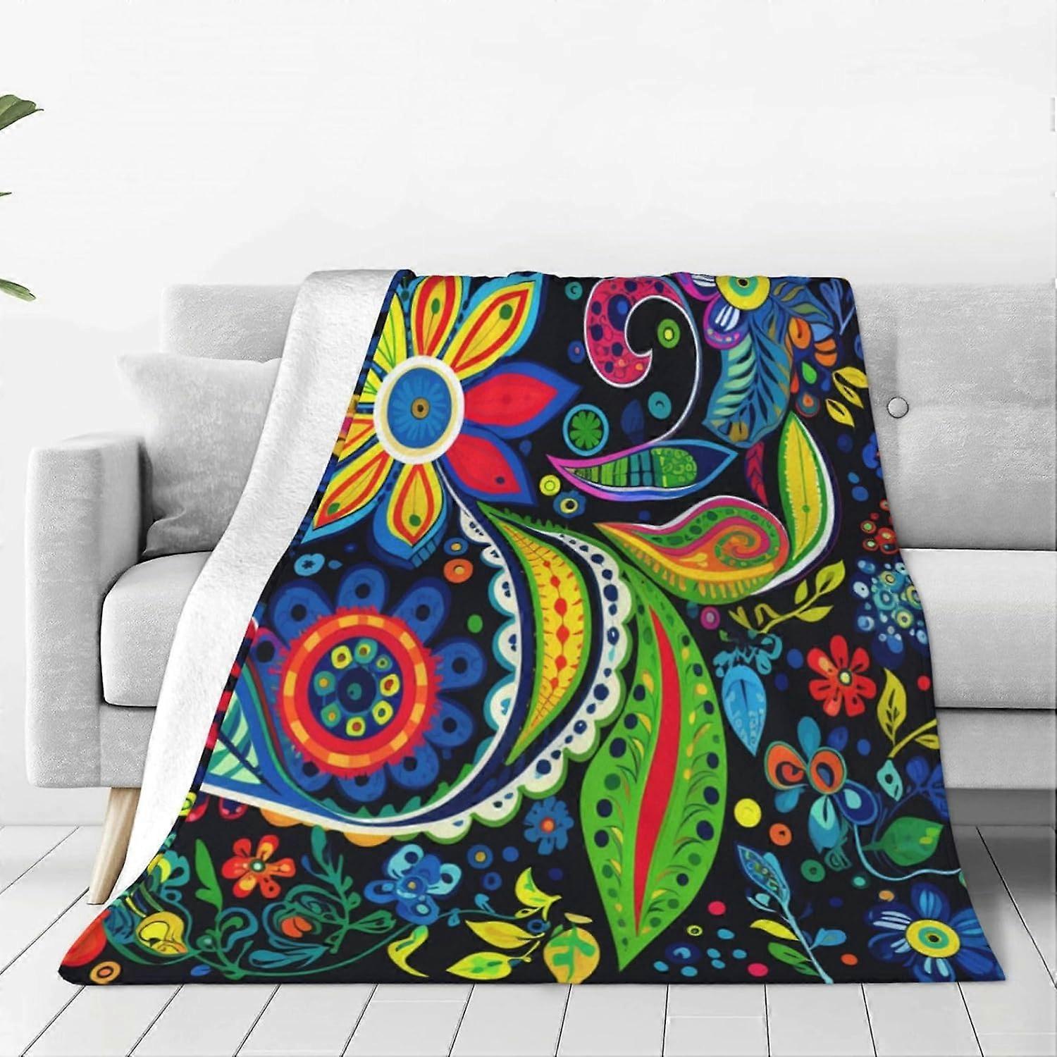 WSYKC Indian Pattern Pattern Throw Blankets Flannel Blanket Soft Throw ...