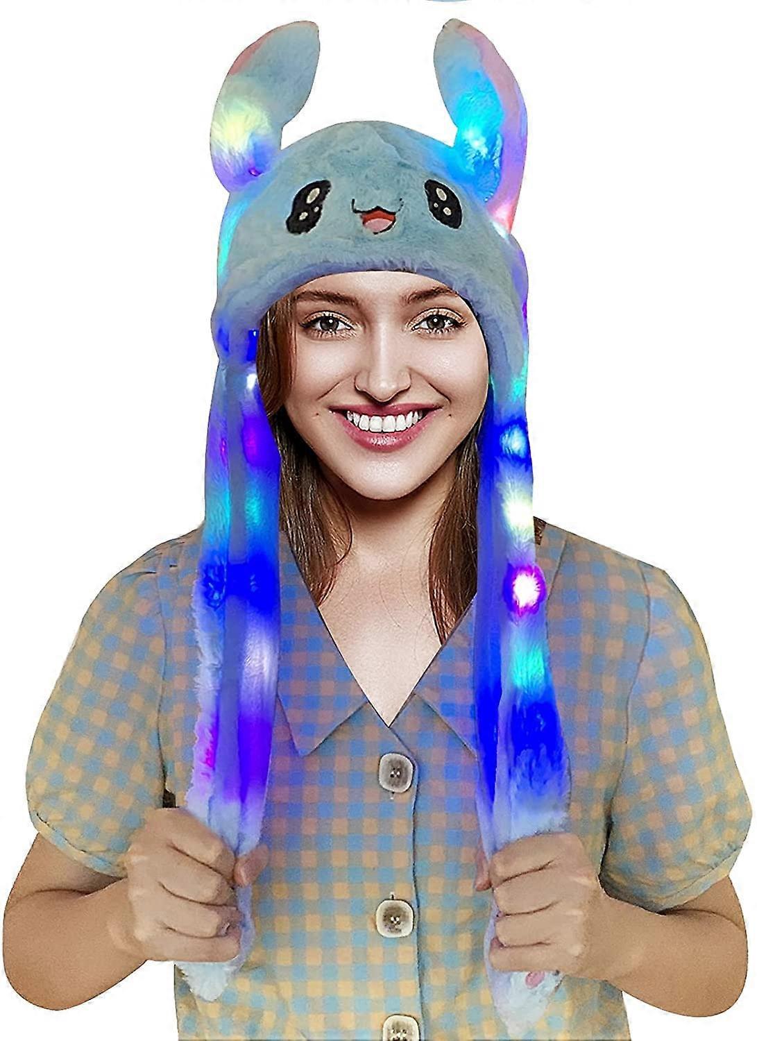 Rabbit Hat with LED Glow Moving Ear in Motion Airbag Hat Jumping Bunny ...