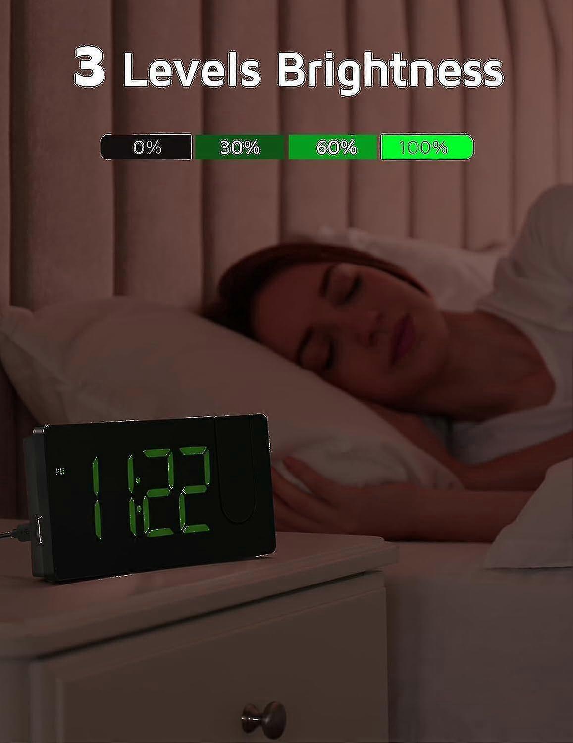 Projection Alarm Clock, Digital Clock With 180 Rotatable Projector, 3 ...