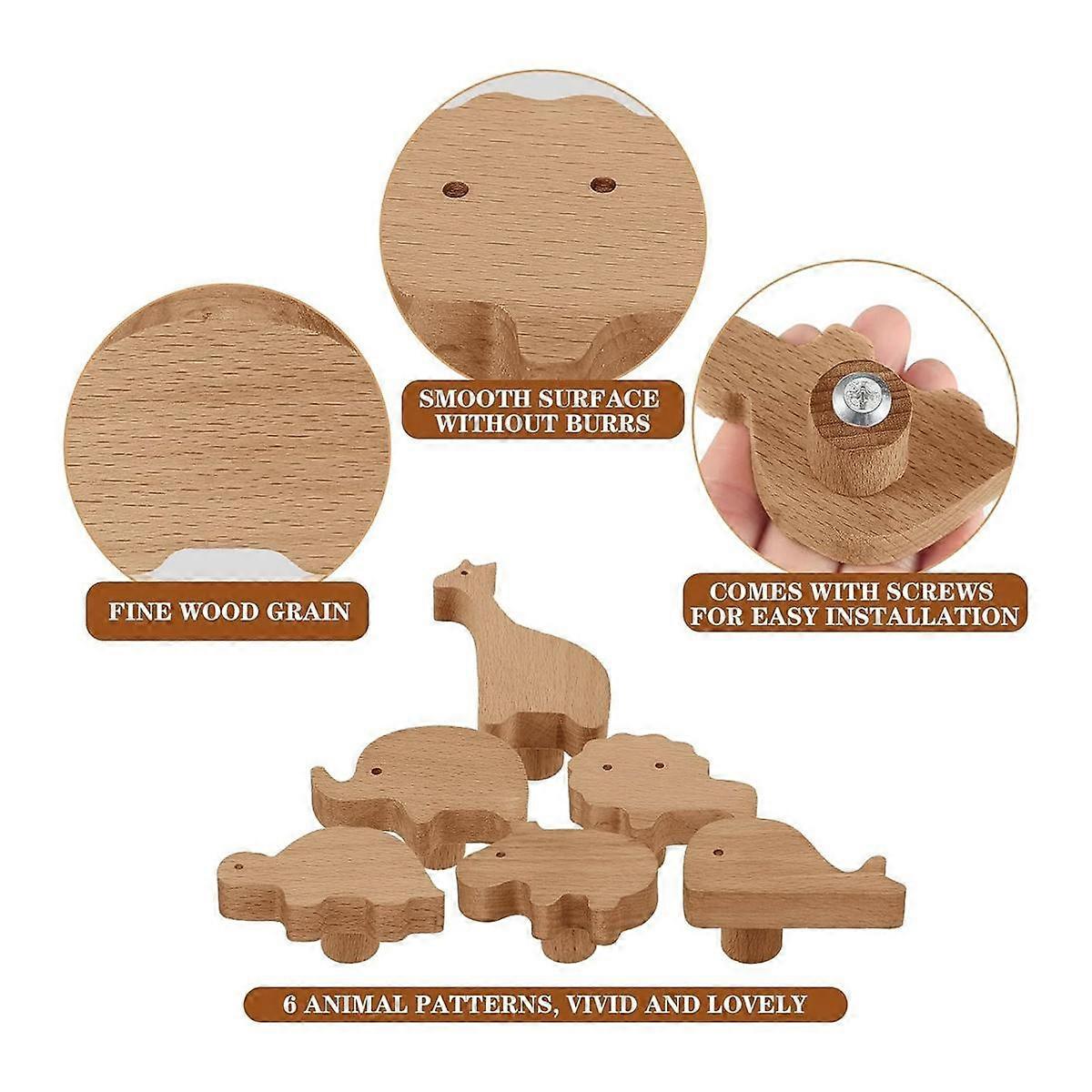 Wooden Animal Cabinet Knobs Decorative Dresser Knobs with Screws Dresser Pulls Wood Marine ...