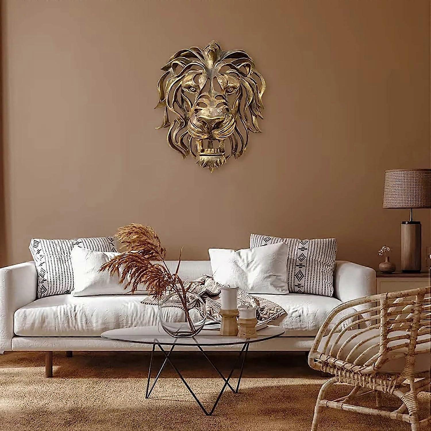 Resin Lion Head Sculpture Animal Wall Decor Art, Handmade Farmhouse 3D ...
