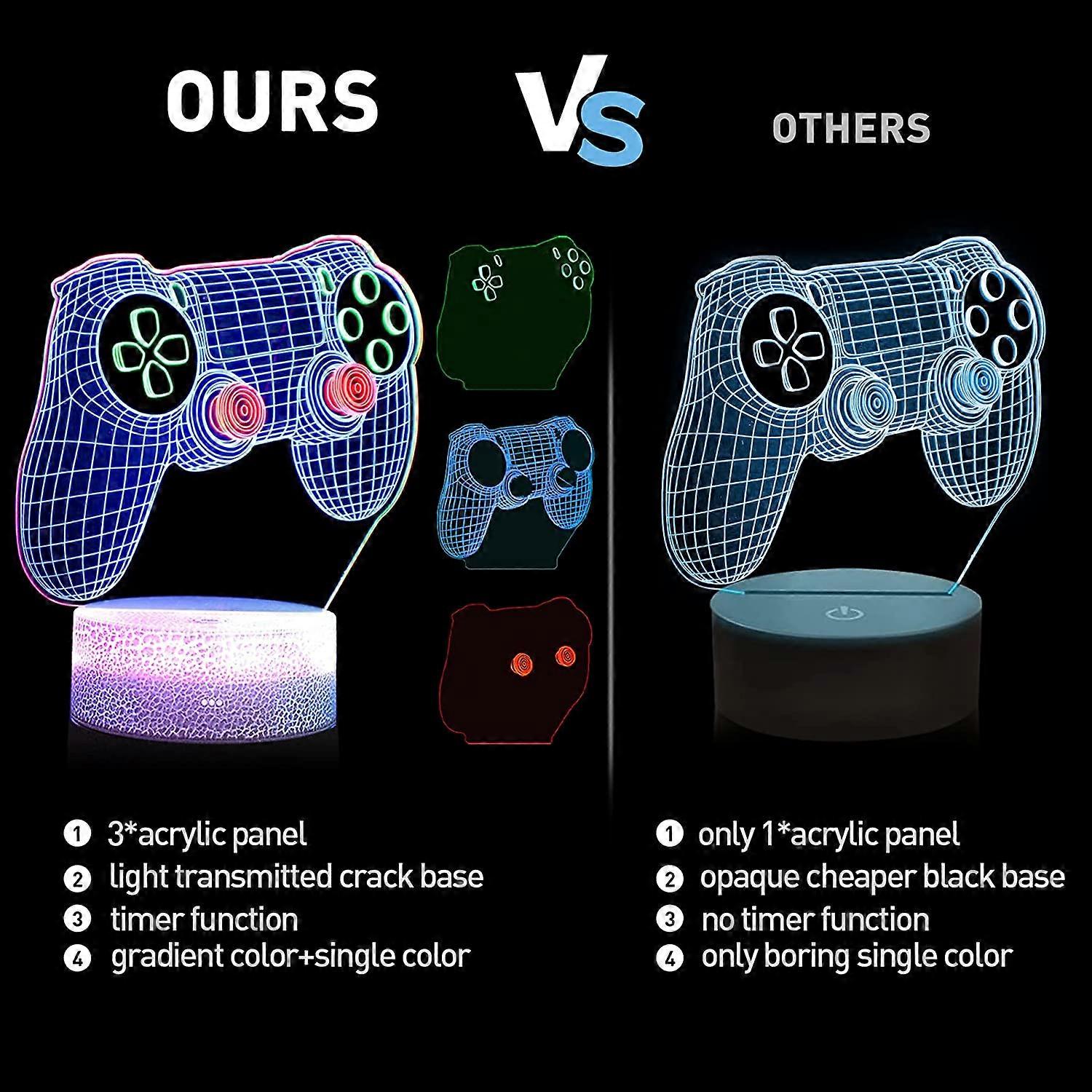 3D Gamepad Night Light(3 Patterns) Game Controller Console Illusion ...