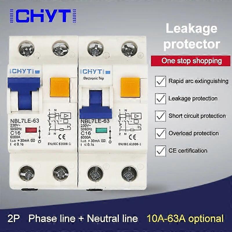 ICHYTI 2P 16A 63A 30mA 6KA RCCB RCD 230V Electromechanic Residual Current Circuit Breaker ...