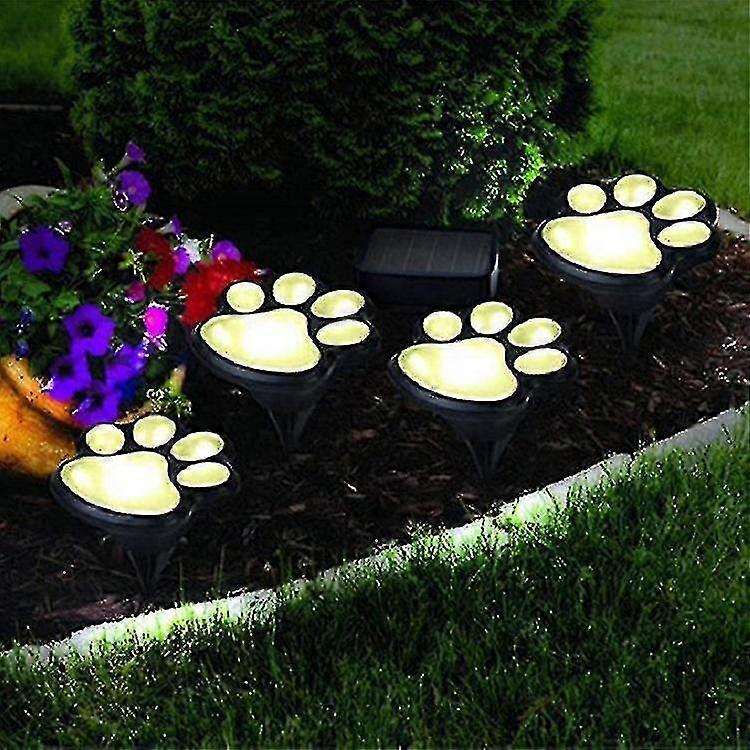 Solar Led Paw Decor Light, 4 Cat Cat Dog Animal Paw Prints Solar Lights ...
