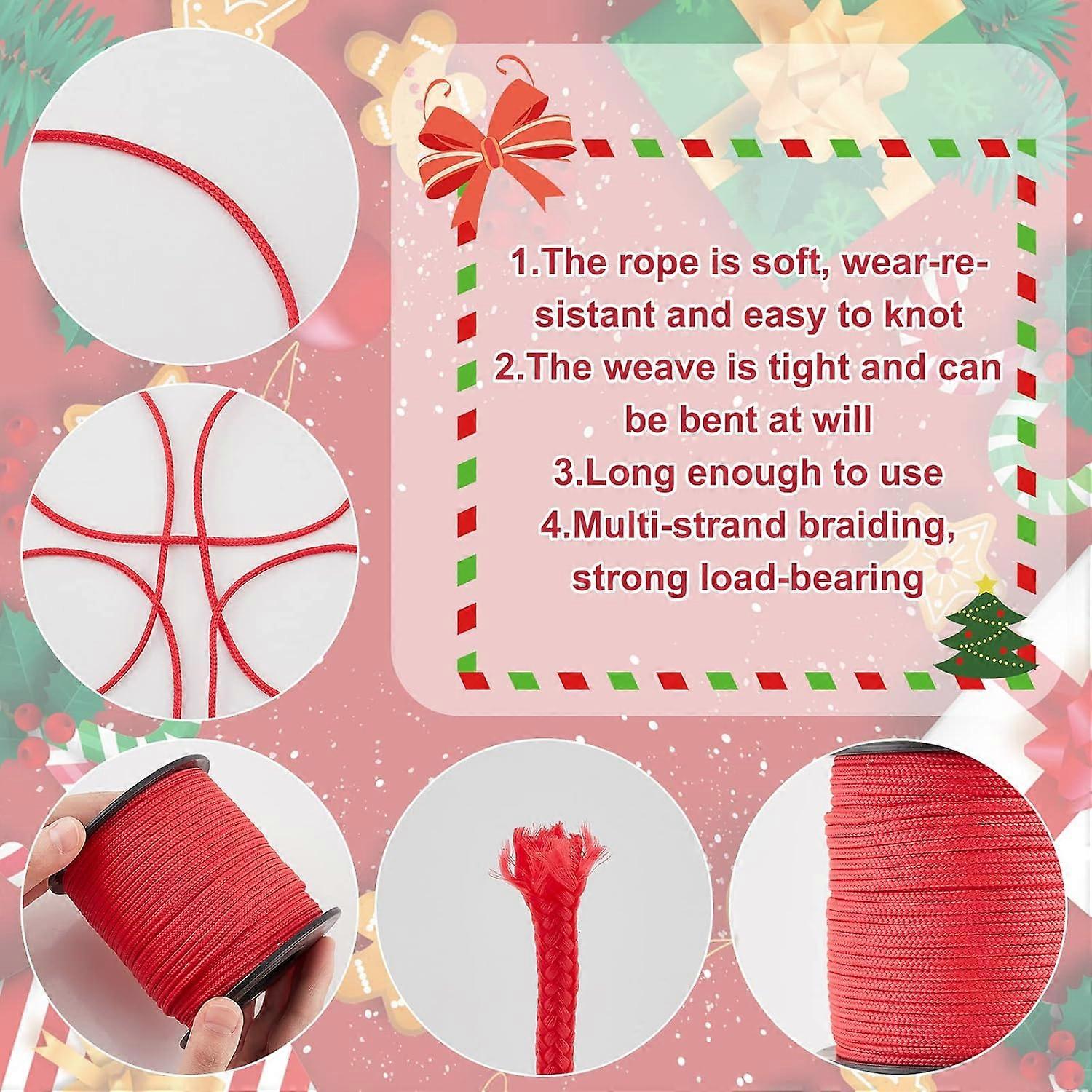 3mm 54yard Red Parachute Cord Nylon Rope Cord Braided Lift Shade Cord ...