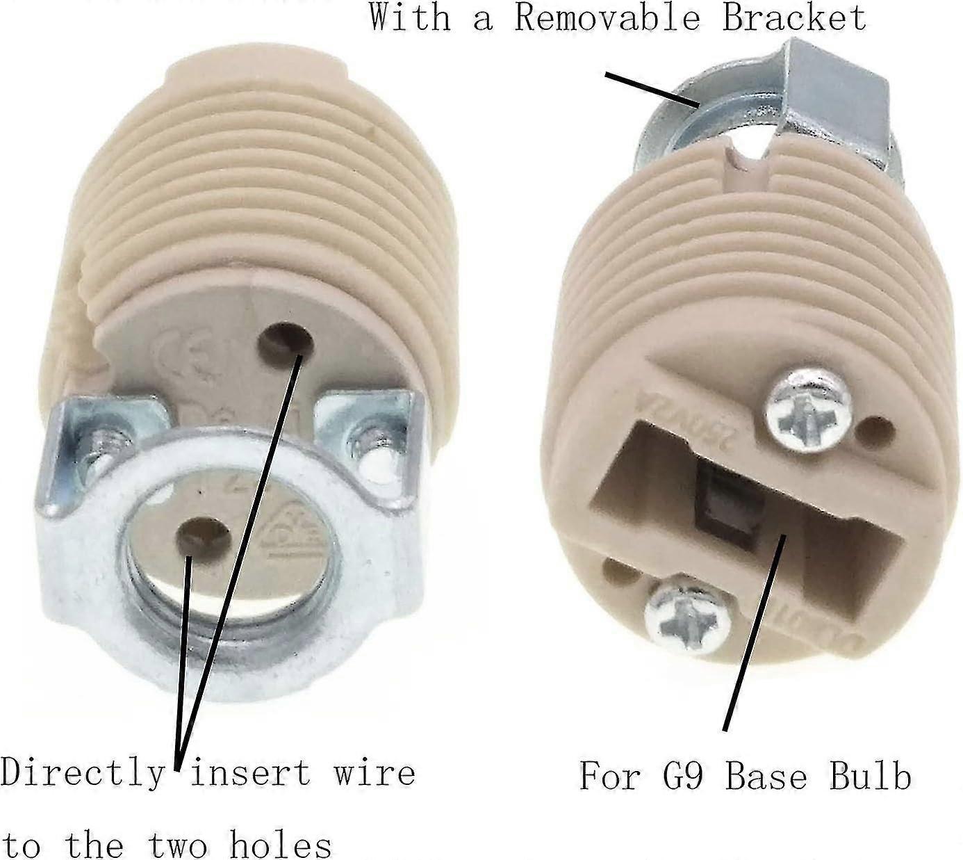 Pack G9 Lamp Holder with Bracket, Ceramic Threaded G9 Halogen Socket ...