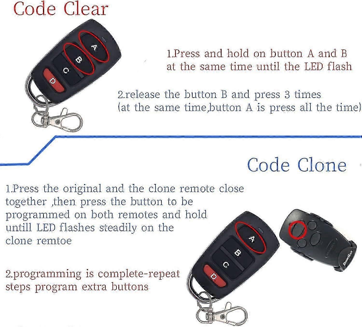 3pcs Garage Door Remote Control Cloning Remote Control 433mhz Universal Wireless Remote Control ...