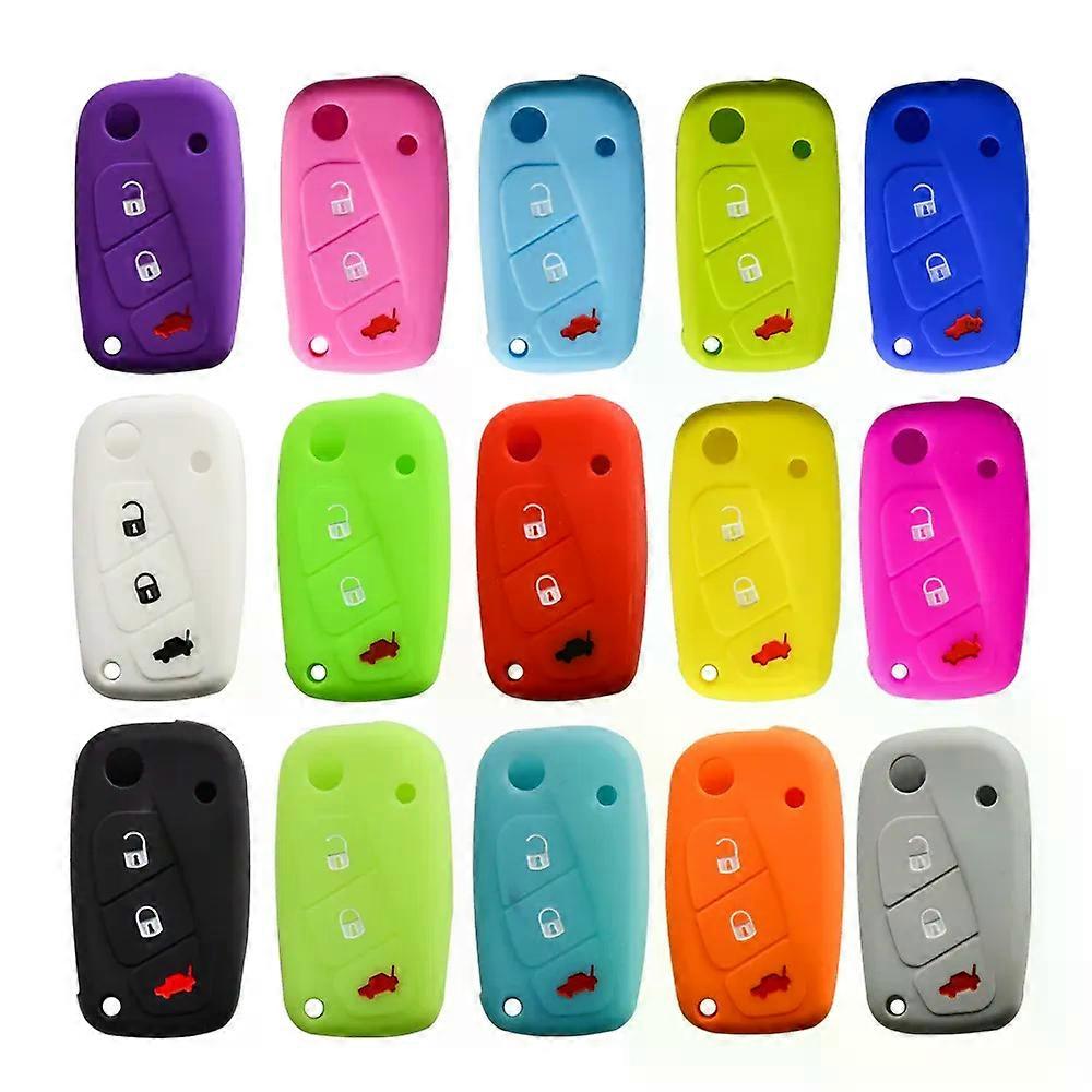 OkeyTech 3 Buttons Keys Car Key Case Rubber Cover For Fiat Panda Stilo ...