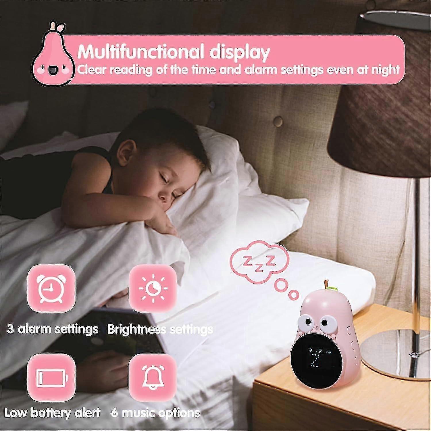 Cute Pear Digital Alarm Clock, Children Alarm Clock Sleep Trainer With ...