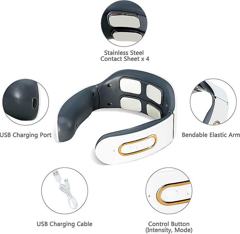 Smart Neck Massager Tens Pulse Hot Compress Heating Therapy Relief Pain ...