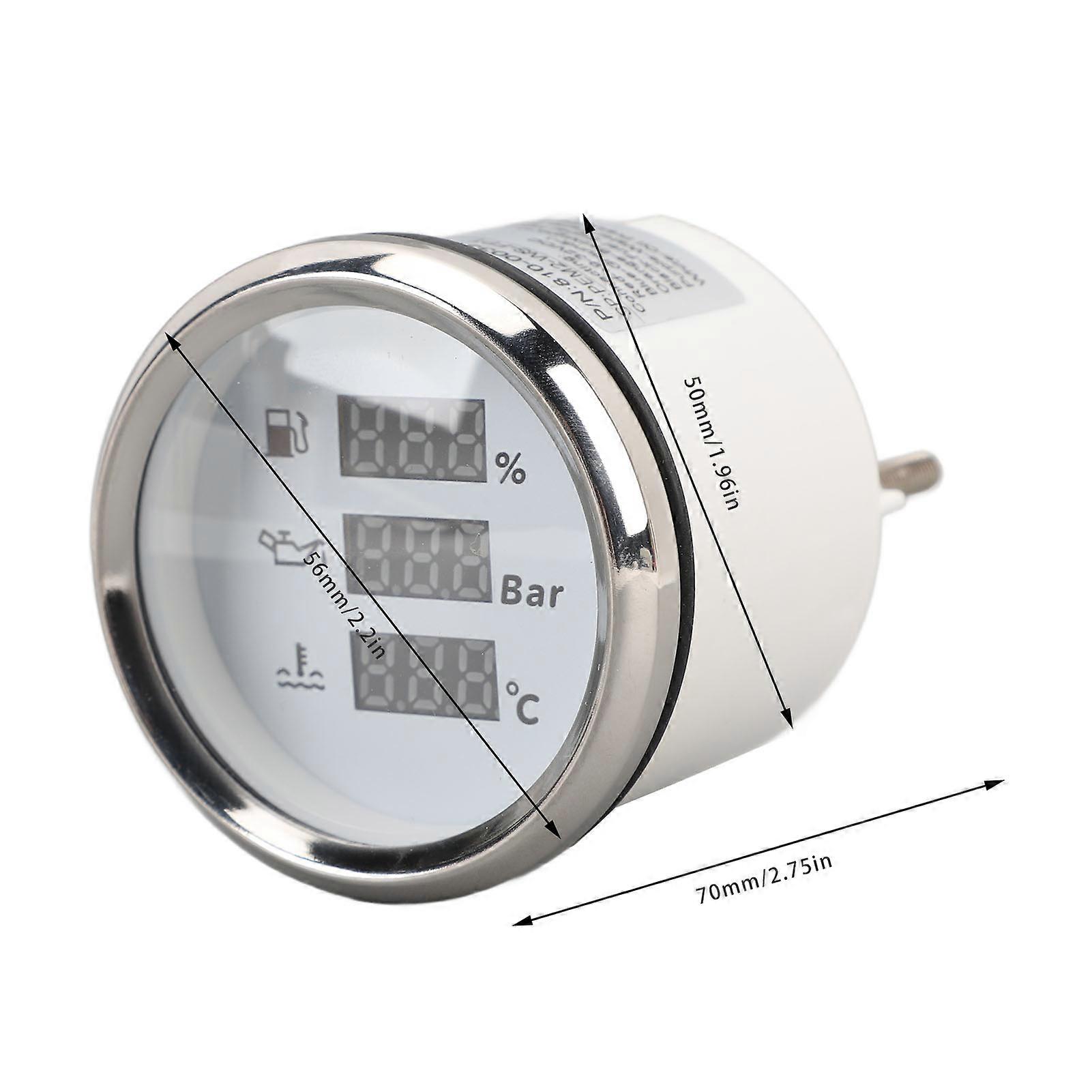 Digital Marine Gauge 52mm White Dial Silver Bezel for Oil Level ...