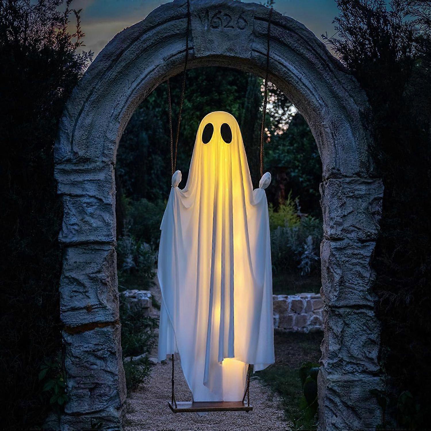 Halloween Decorations Outdoor, Large Hanging Ghost Swing with Remote ...