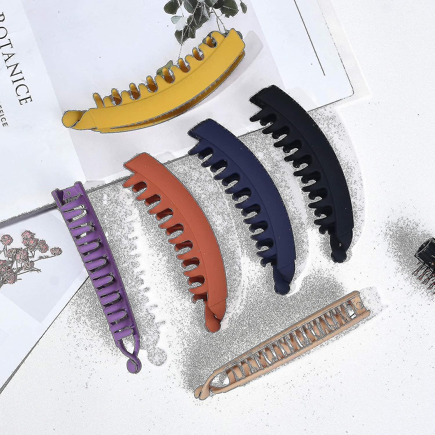 6 Pieces Large Banana Clips Big Banana Hair Clips For Thick Hair,non-slip Ponytail Holder Clip ...