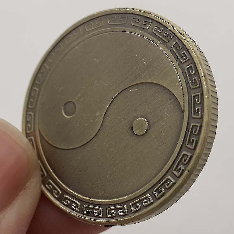 Chinese Dragon And Phoenix Bagua Green Bronze Medal Embossed Coin Badge ...