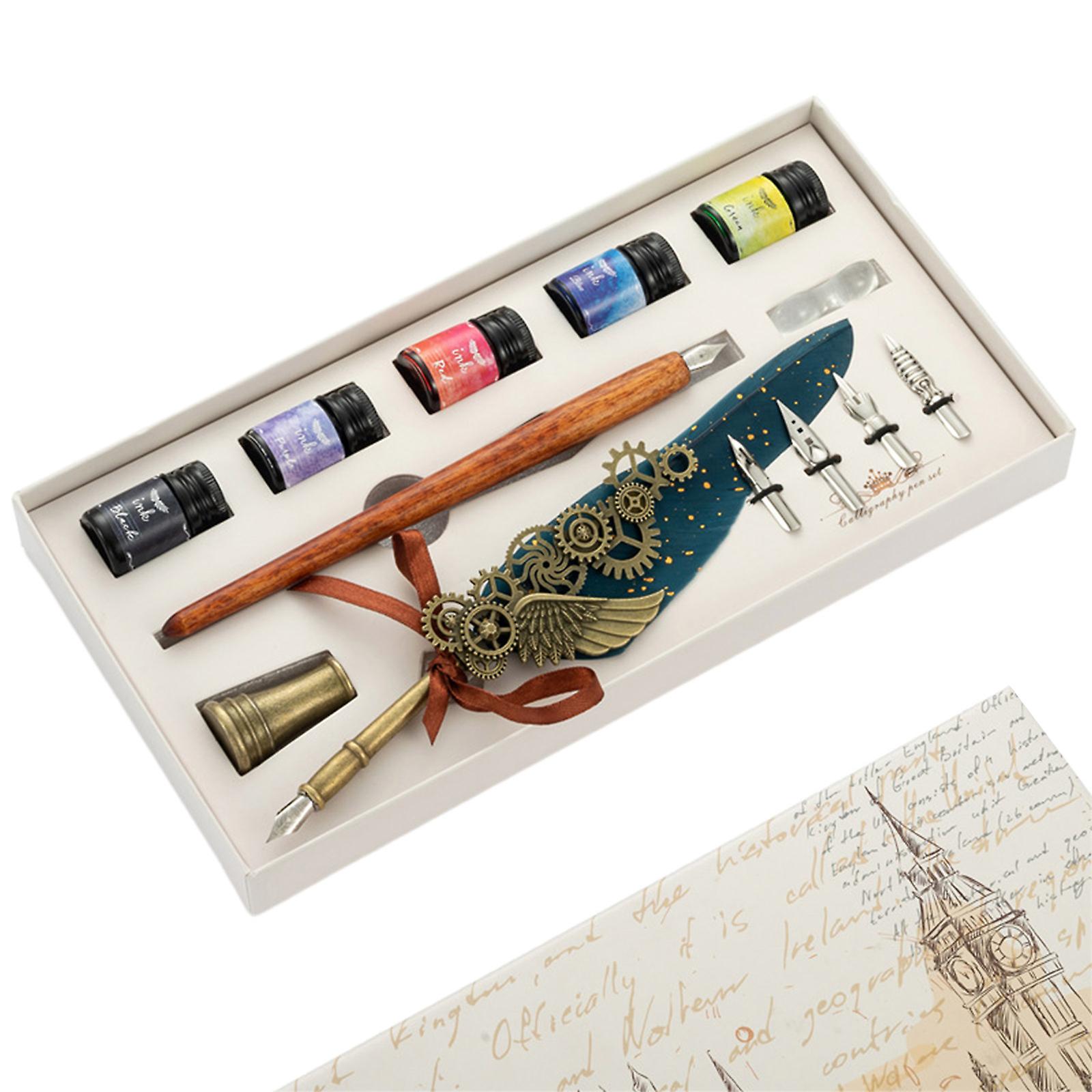 Vintage Calligraphy Dip Pen Set Wood Dip Pen Feather Dip Pen Set Gift ...