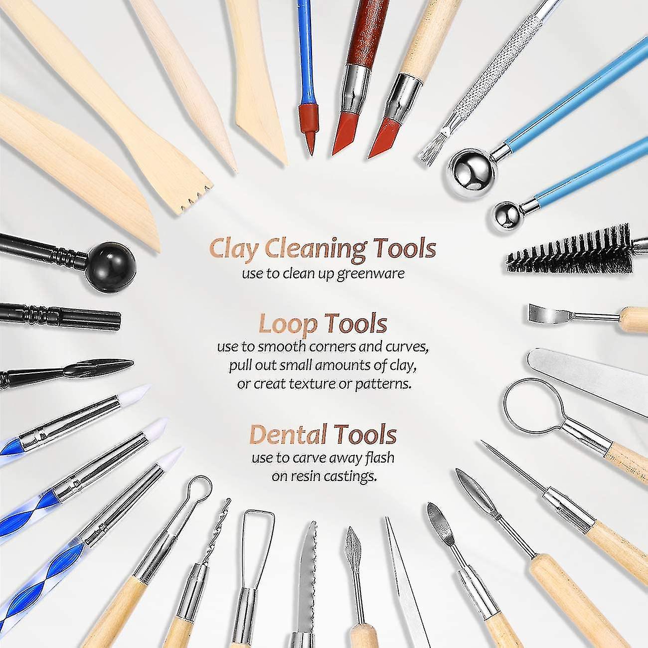 Pottery Clay Sculpting Tools 43pcs Double Sided Ceramic Clay Carving ...