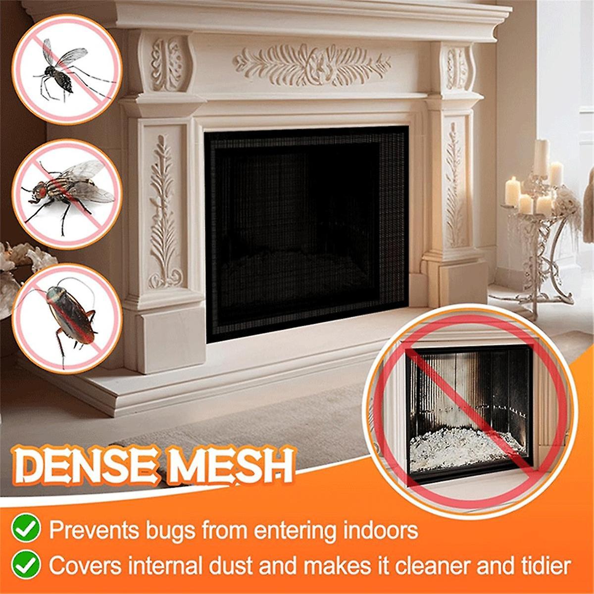 Fireplace Screen Mesh Cover PVC Fireplace Cover Pet Proof with Hooks ...