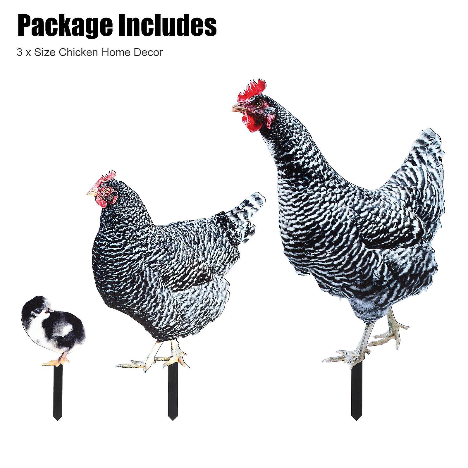 3Pcs Chicken Family Decor Realistic Garden Statues Yard Art Rustic ...