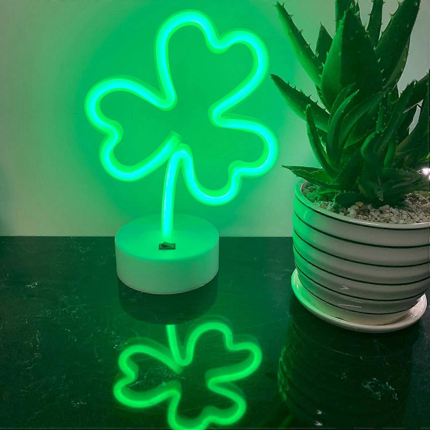 Neon Signs Good Luck Clover Neon Lights Green Clover Neon Night Light ...