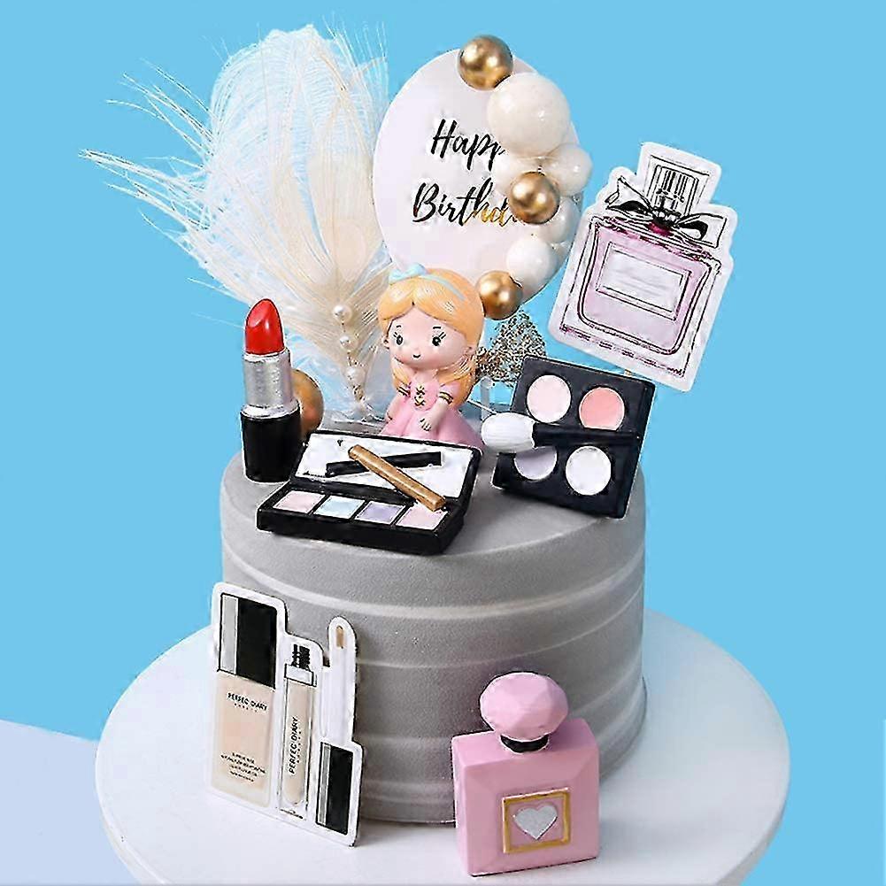 Makeup Cake Topper 4 Pack, Resin S Perfume Bottle B Makeup Cake Rats ...