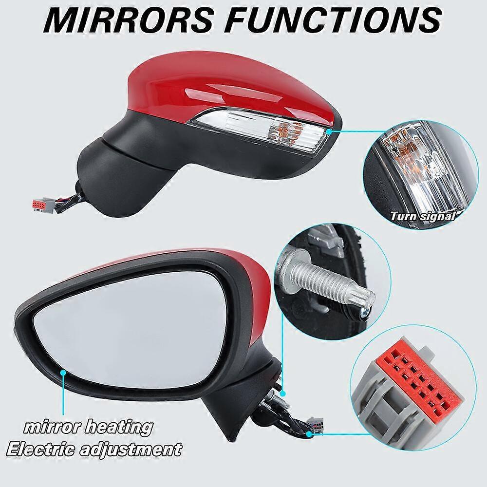 Left Side Red Manual Fold Door Wing Mirror W/Indicator For Ford Fiesta ...