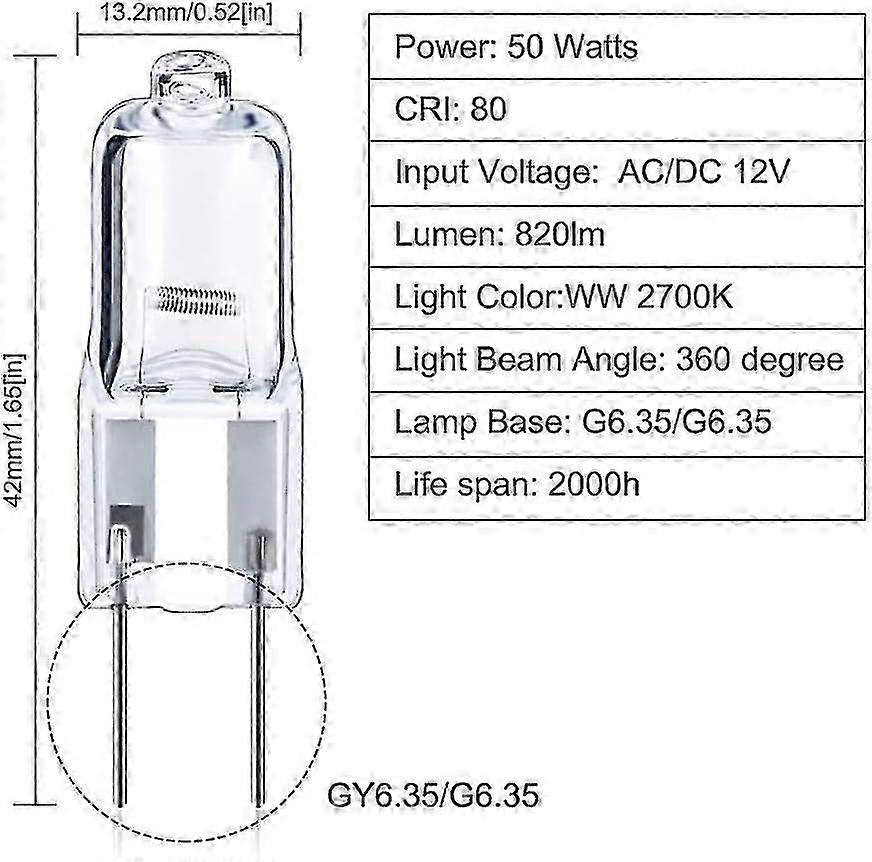 10Pcs G6.35 Halogen Bulb 35W 50W 12V Dimmable Capsule Bulb GY6.35 Landscape Light for Under ...