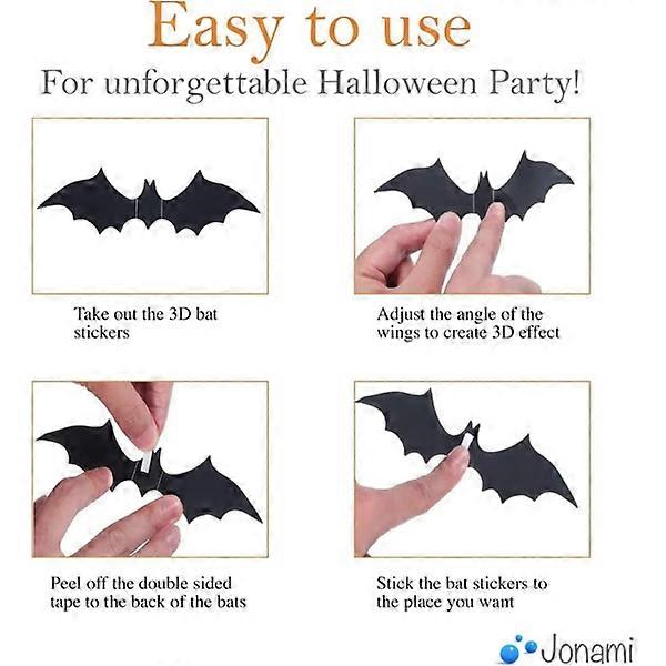 Halloween 3D Bats Wall Decor, 60 Pcs Scary Bat Decorations for Window ...