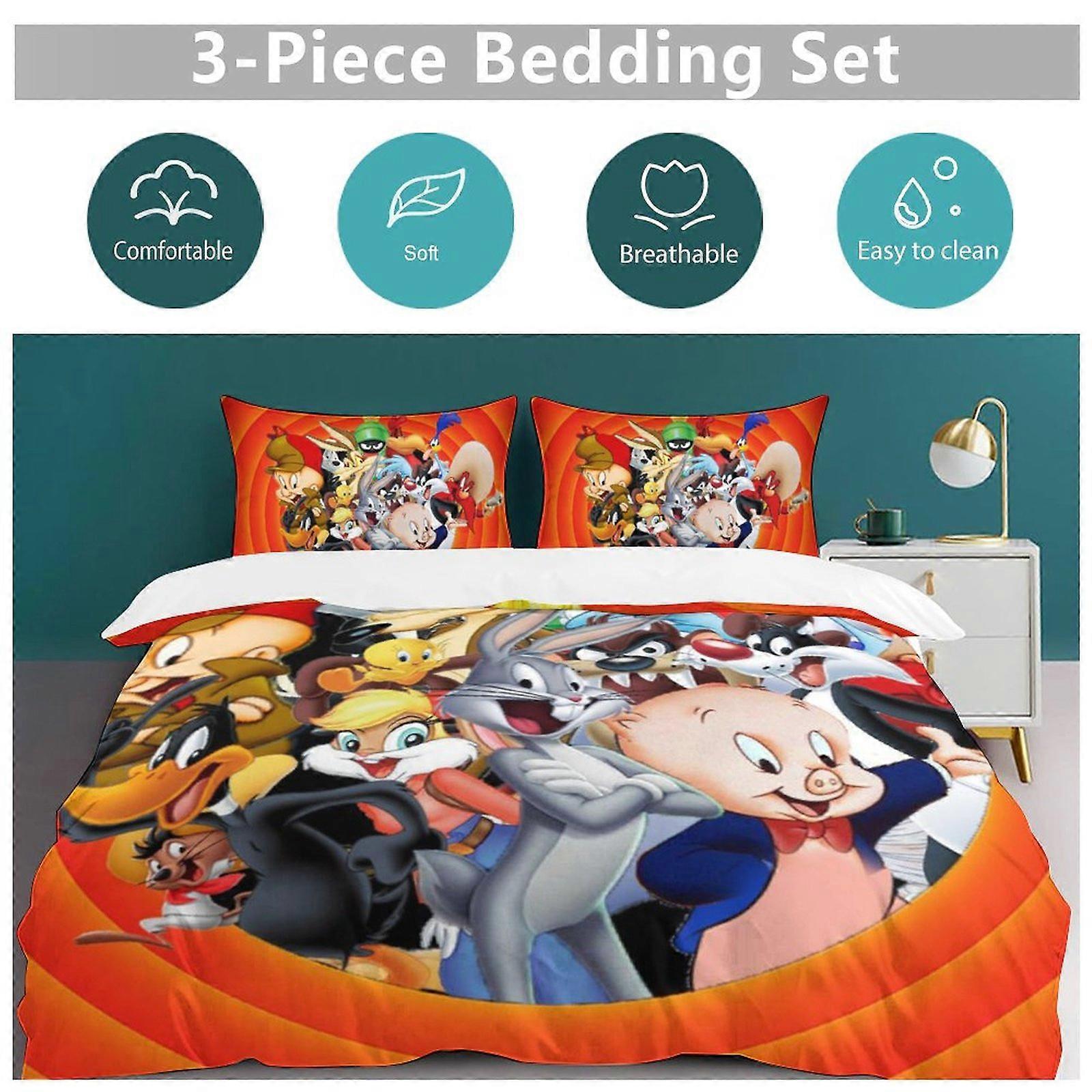 v1897 Bed Sheets Bedding Looney Tunes Cartoons 3-Piece Bedding Set Soft ...