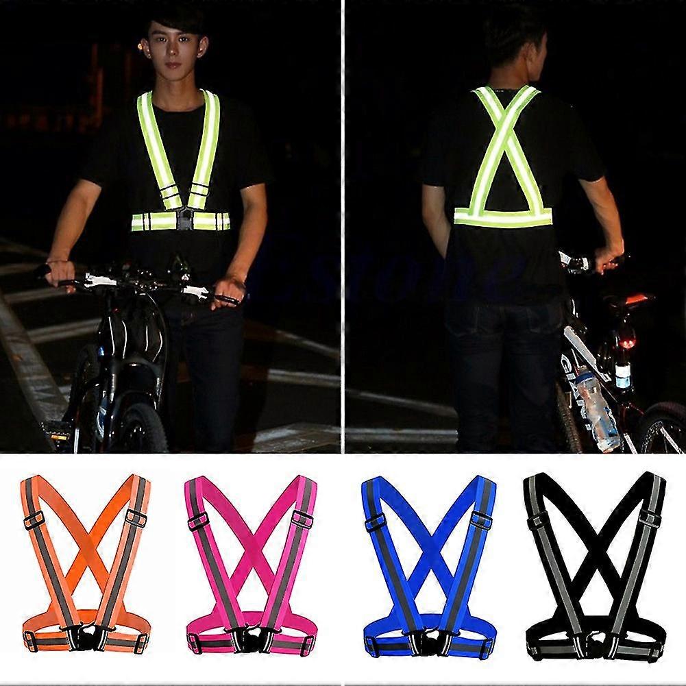 Adjustable Safety Reflective Vest Straps Jacket Night Running Cycling ...