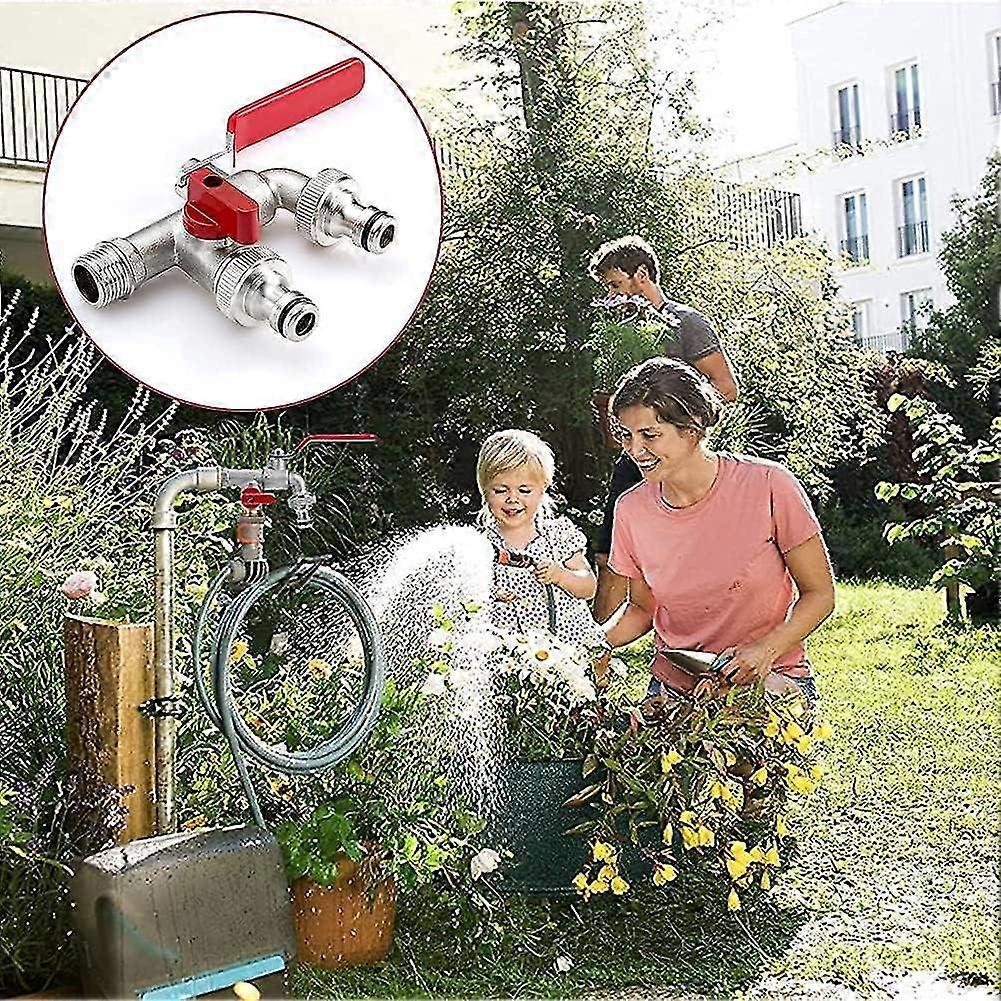 Brass garden tap with 3/4" water outlet, 1/2" water inlet, double tap ...