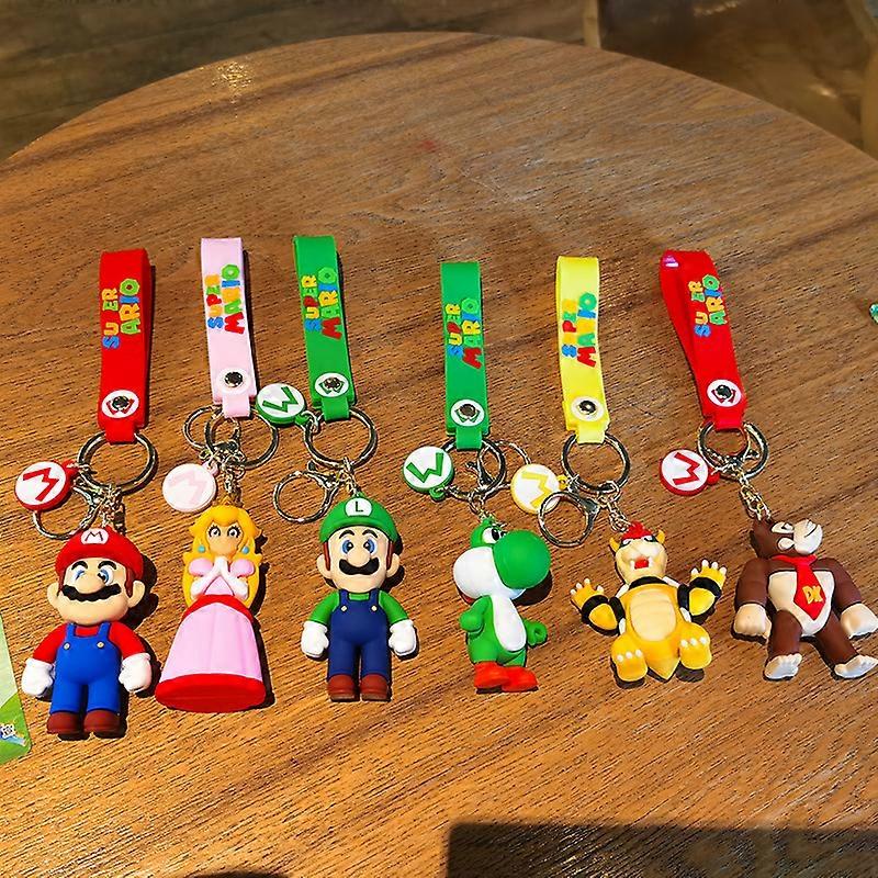 Super Mario Bros Action Figures Keychain Anime Figure Luigi Peach ...