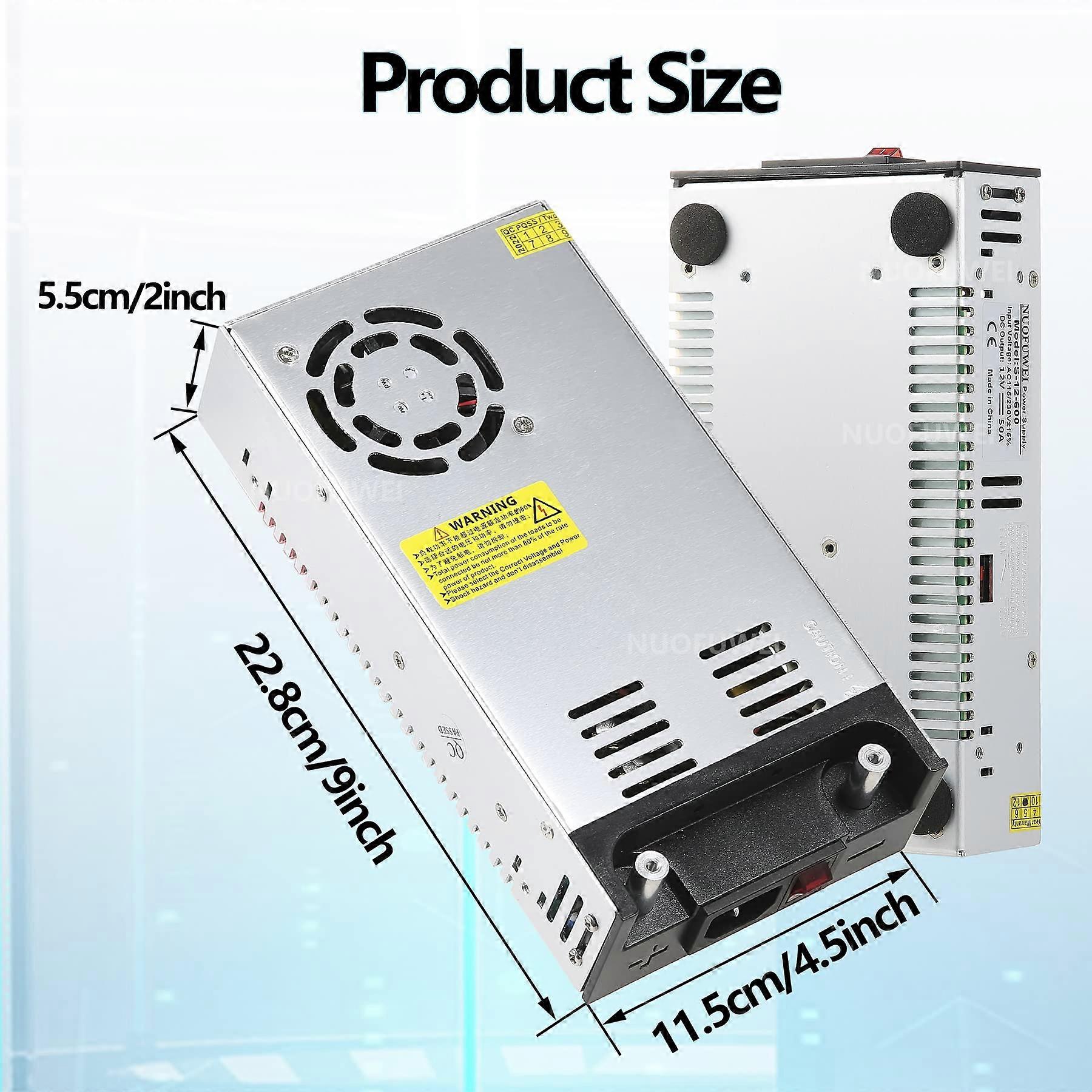 nice DC 12V 50A 600W Power Supply Transformer 220V AC to 12V DC Converter Power Supply 12V 50A ...