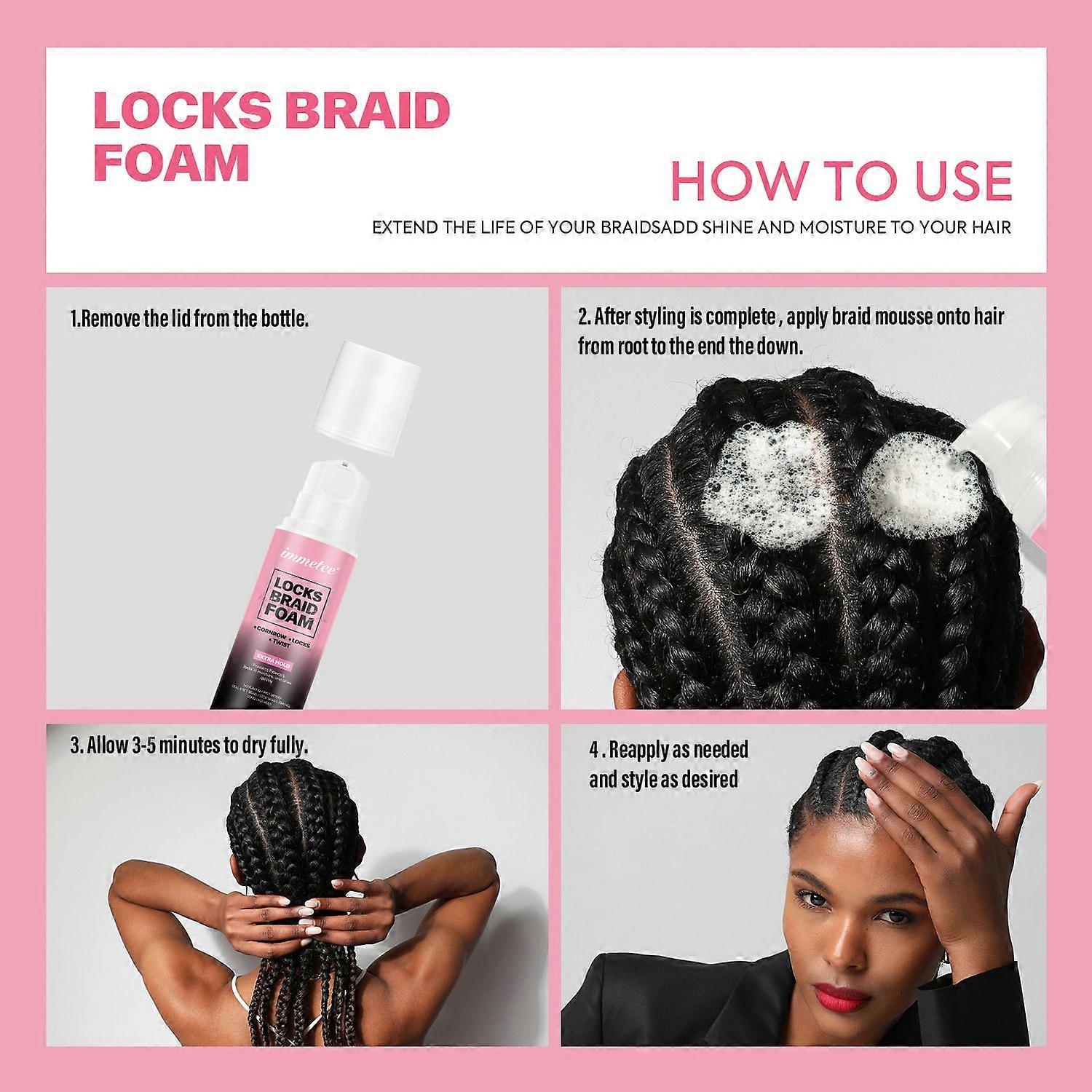 Hair Braid Styling Foam, Styling Foam for Braids, Twists and Strands ...
