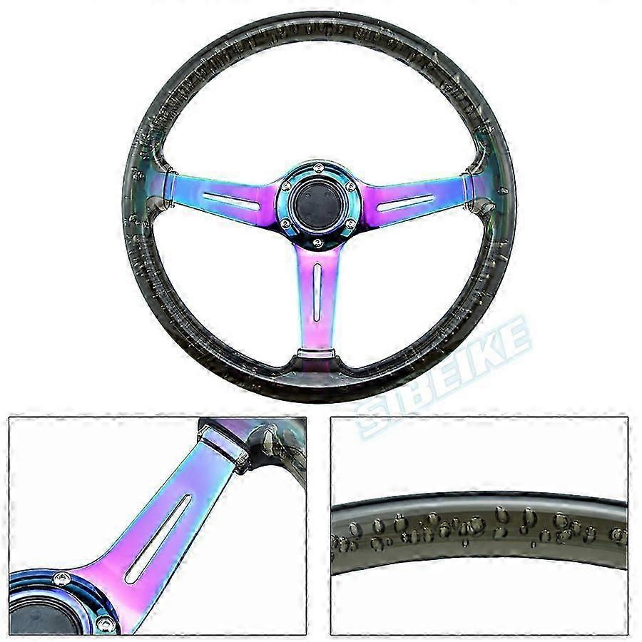 Universal Transparent White Acrylic Dimple Steering Wheel Sport Neo Spoke Bubble Steering wheel ...